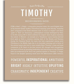 Timothy Personalized Name Meaning Art Prints – Name Stories