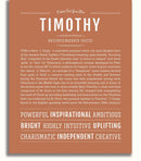 Timothy Personalized Name Meaning Art Prints – Name Stories