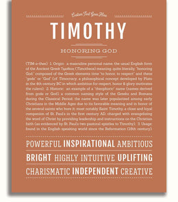 Timothy Personalized Name Meaning Art Prints – Name Stories