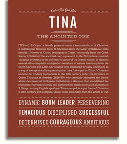 Tina Personalized Name Meaning Art Prints – Name Stories