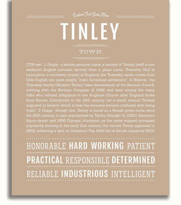 Tinley Personalized Name Meaning Art Prints – Name Stories