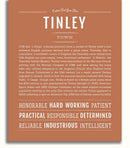 Tinley Personalized Name Meaning Art Prints – Name Stories