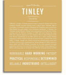 Tinley Personalized Name Meaning Art Prints – Name Stories