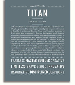 Titan Personalized Name Meaning Art Prints – Name Stories