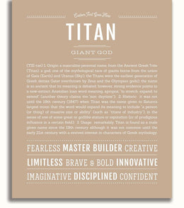 Titan Personalized Name Meaning Art Prints – Name Stories