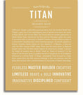 Titan Personalized Name Meaning Art Prints – Name Stories