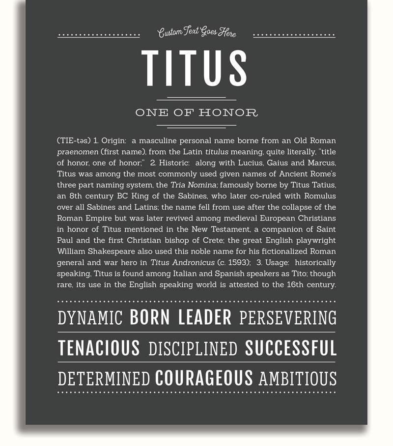 Titus Personalized Name Meaning Art Prints – Name Stories