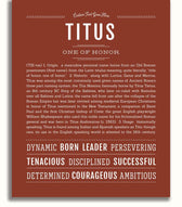 Titus Personalized Name Meaning Art Prints – Name Stories