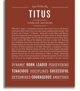 Titus Personalized Name Meaning Art Prints – Name Stories