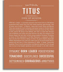 Titus Personalized Name Meaning Art Prints – Name Stories