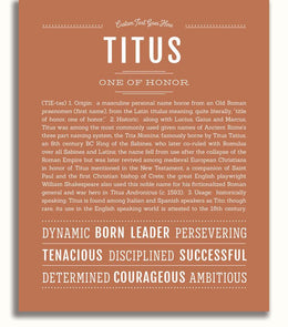 Titus Personalized Name Meaning Art Prints – Name Stories