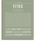 Titus Personalized Name Meaning Art Prints – Name Stories