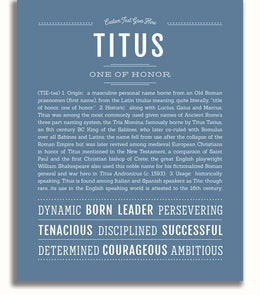 Titus Personalized Name Meaning Art Prints – Name Stories