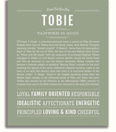 Tobie Personalized Name Meaning Art Prints – Name Stories