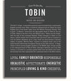 Tobin Personalized Name Meaning Art Prints – Name Stories