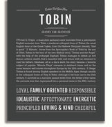 Tobin Personalized Name Meaning Art Prints – Name Stories