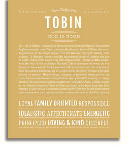 Tobin | Name Art Print – Name Stories