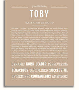 Toby Personalized Name Meaning Art Prints – Name Stories
