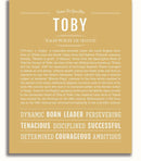 Toby Personalized Name Meaning Art Prints – Name Stories