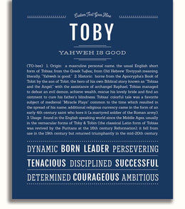 Toby Personalized Name Meaning Art Prints – Name Stories