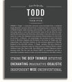 Todd Personalized Name Meaning Art Prints – Name Stories