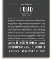 Todd Personalized Name Meaning Art Prints – Name Stories