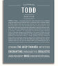 Todd Personalized Name Meaning Art Prints – Name Stories