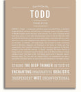 Todd Personalized Name Meaning Art Prints – Name Stories