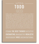 Todd Personalized Name Meaning Art Prints – Name Stories