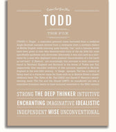 Todd Personalized Name Meaning Art Prints – Name Stories