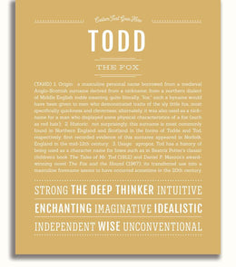 Todd Personalized Name Meaning Art Prints – Name Stories