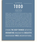 Todd Personalized Name Meaning Art Prints – Name Stories