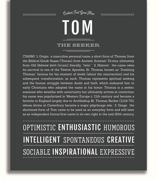 Tom Personalized Name Meaning Art Prints – Name Stories