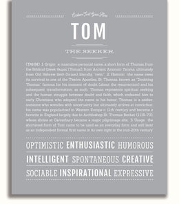 Tom Personalized Name Meaning Art Prints – Name Stories