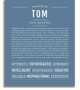 Tom Personalized Name Meaning Art Prints – Name Stories