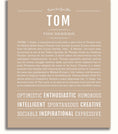 Tom Personalized Name Meaning Art Prints – Name Stories