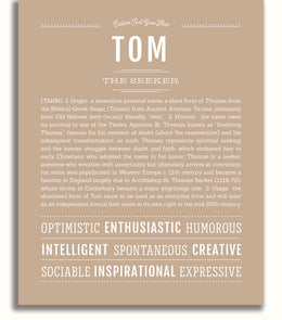 Tom Personalized Name Meaning Art Prints – Name Stories