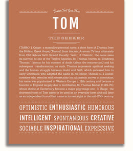 Tom Personalized Name Meaning Art Prints – Name Stories