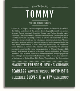 Tommy Personalized Name Meaning Art Prints – Name Stories
