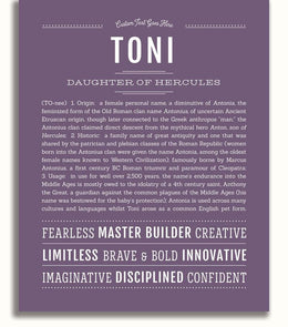 Toni Personalized Name Meaning Art Prints – Name Stories