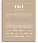 Toni | Name Art Print – Name Stories