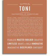 Toni Personalized Name Meaning Art Prints – Name Stories