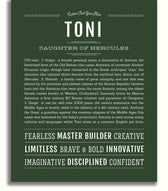 Toni Personalized Name Meaning Art Prints – Name Stories