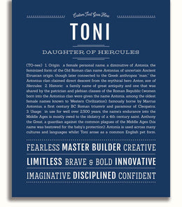 Toni | Name Art Print – Name Stories