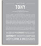 Tony Personalized Name Meaning Art Prints – Name Stories
