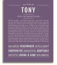 Tony Personalized Name Meaning Art Prints – Name Stories