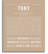 Tony Personalized Name Meaning Art Prints – Name Stories