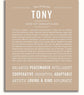 Tony Personalized Name Meaning Art Prints – Name Stories