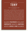 Tony Personalized Name Meaning Art Prints – Name Stories
