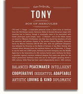 Tony Personalized Name Meaning Art Prints – Name Stories